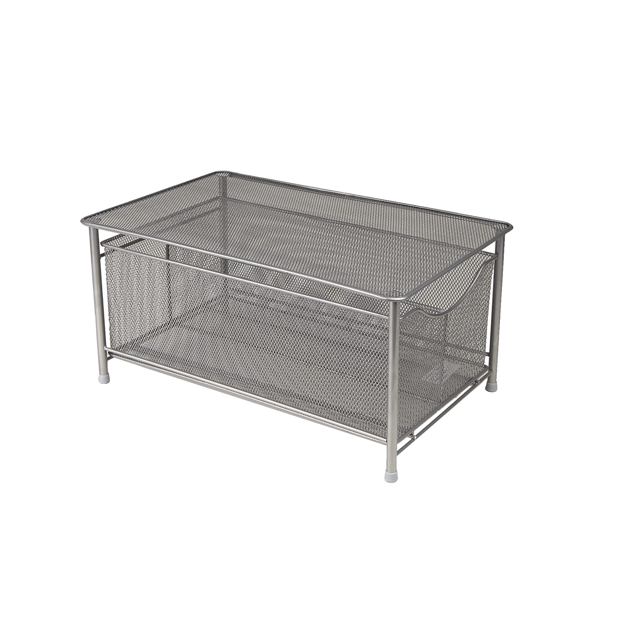 Mind Reader Organizer Storage Basket, 15.4” L x 9.4” W x 7.5” H, Silver (Pack of 2)