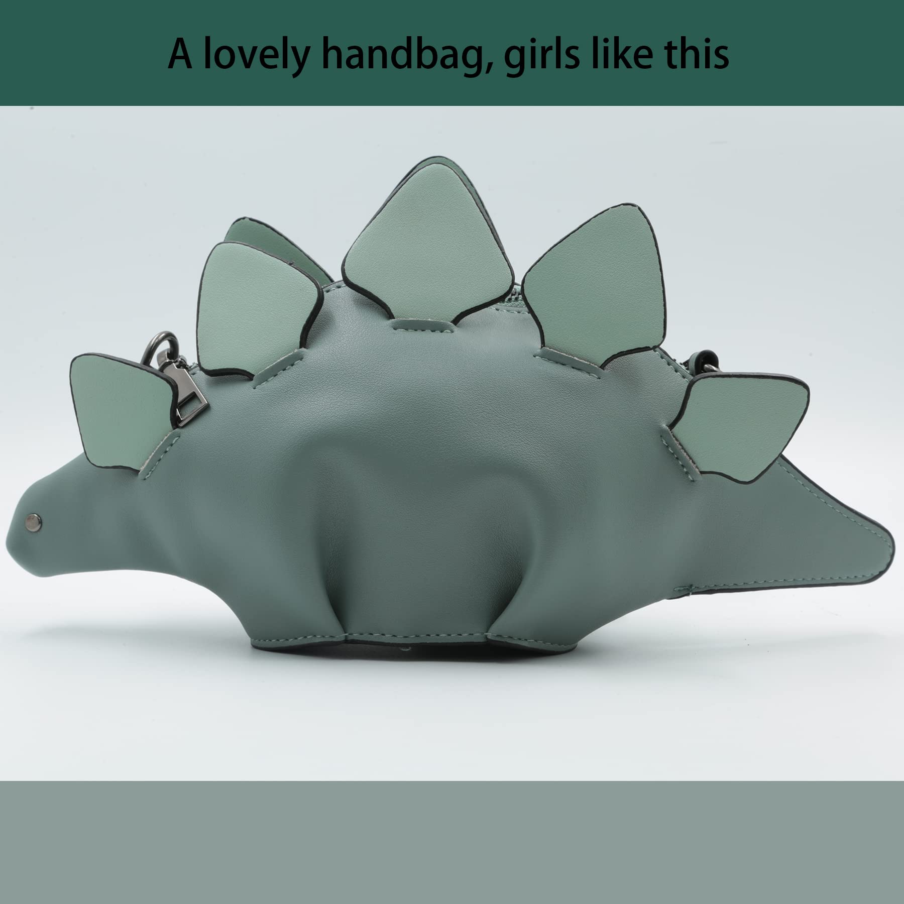 WLC Dinosaur Shoulder Purses,PU Stegosaurus CrossBody Bag for Girl lady(Blue)