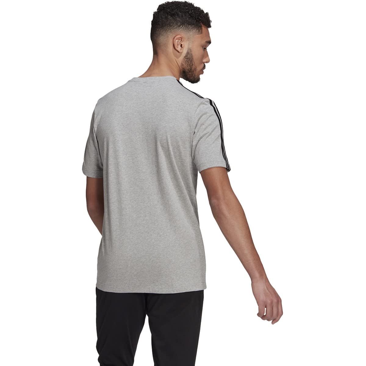 adidas Men's Essentials 3-stripes Tee, Medium Grey Heather, Medium