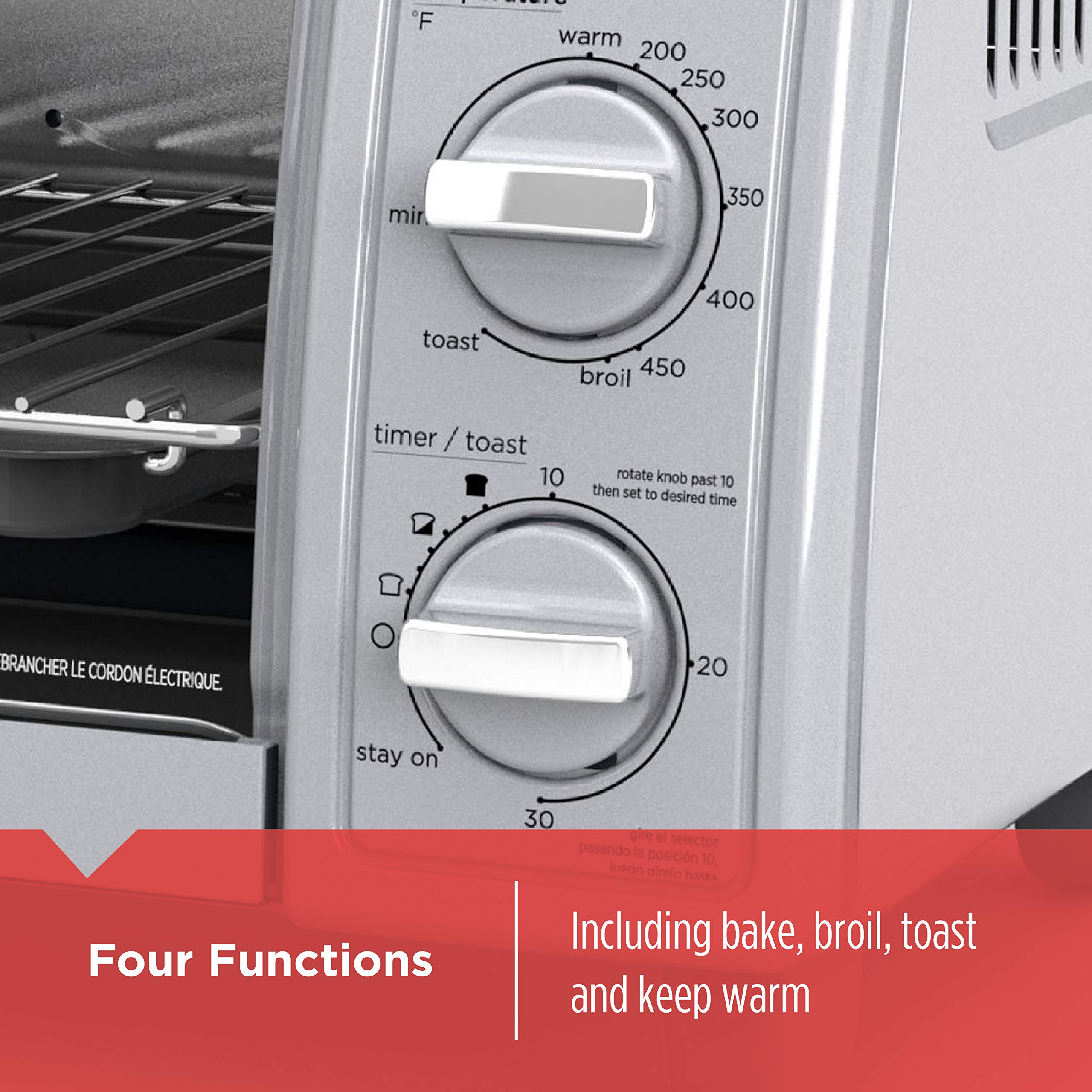 BLACK+DECKER TO1705SG 4-Slice Toaster Oven, Easy Controls, Stainless Steel