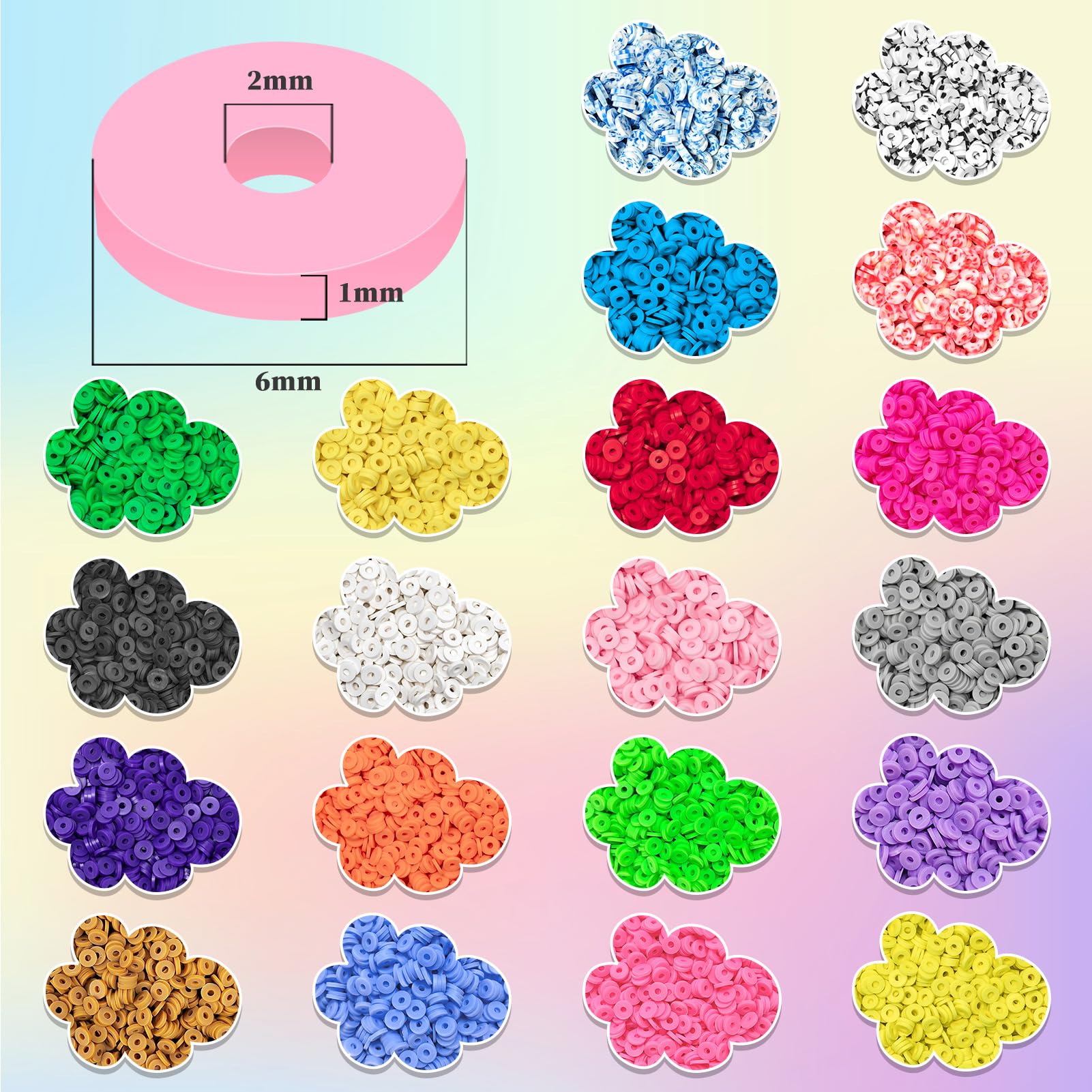 Clay Beads, 3000Pcs Red Clay Heishi Beads for Bracelets Making, Flat Round Polymer Heishi Beads for DIY Jewelry Making(Bagged)