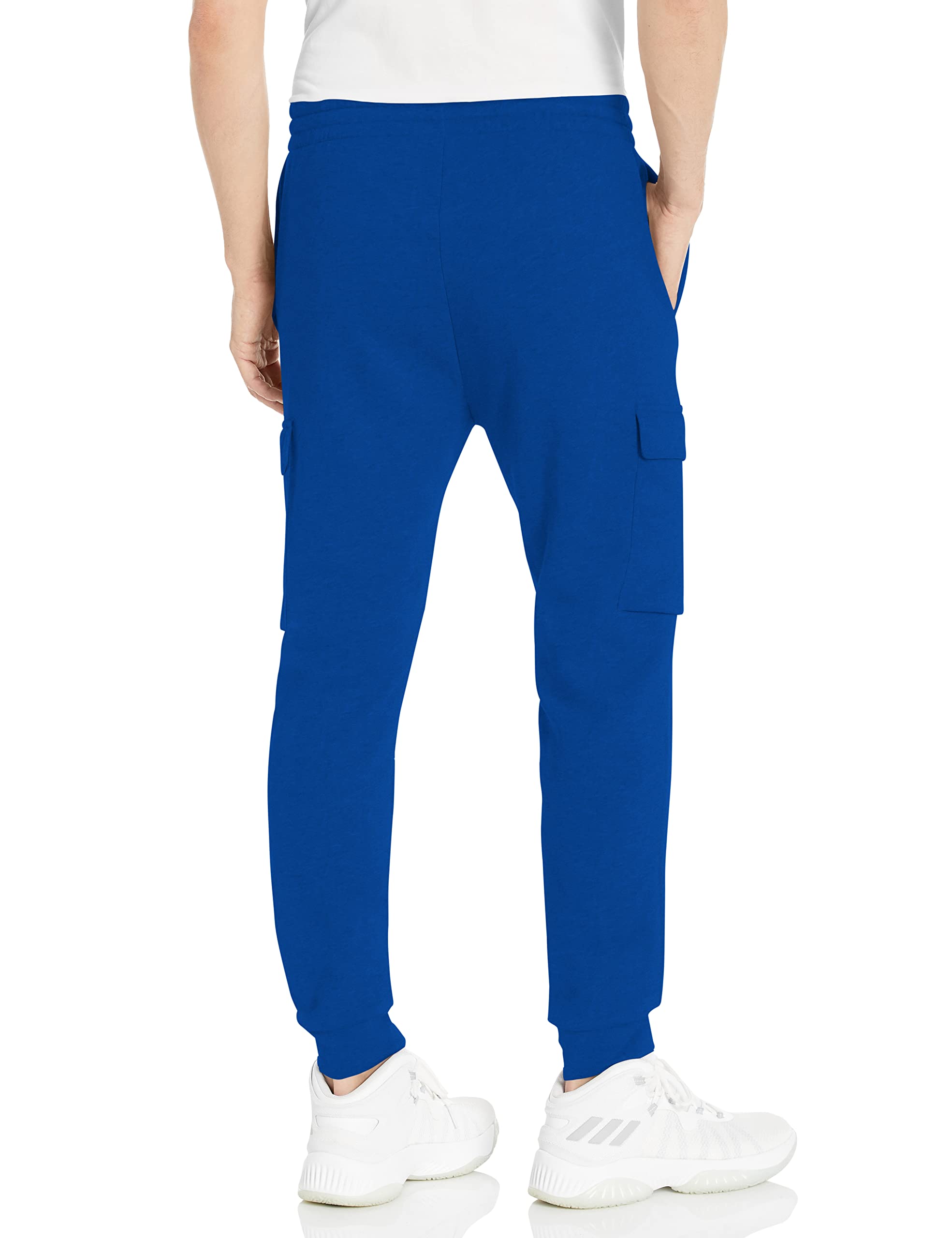 adidas Men's Essentials Fleece Regular Tapered Cargo Pants, Team Royal Blue/White, Large