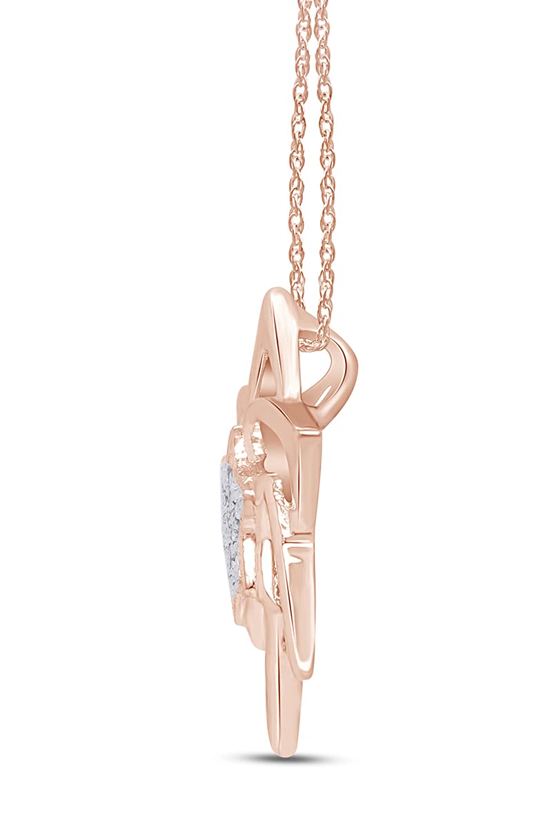 AFFY Round White Natural Diamond Star of David Pendant Necklace in 14k Solid Rose Gold (0.04 Ct)