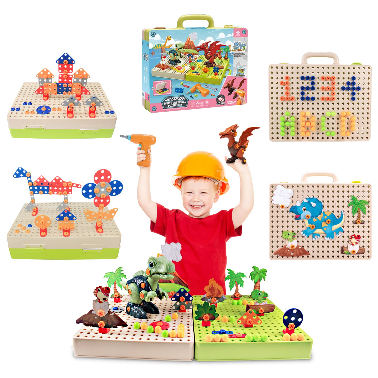 Building Toys - Take Apart Dinosaur Toys for Kids 3-7 - Real Dinosaur Life Scene - Construction Engineering Toys with Building Blocks and Storage Box - Learning & Education Toys for Boys and Girls