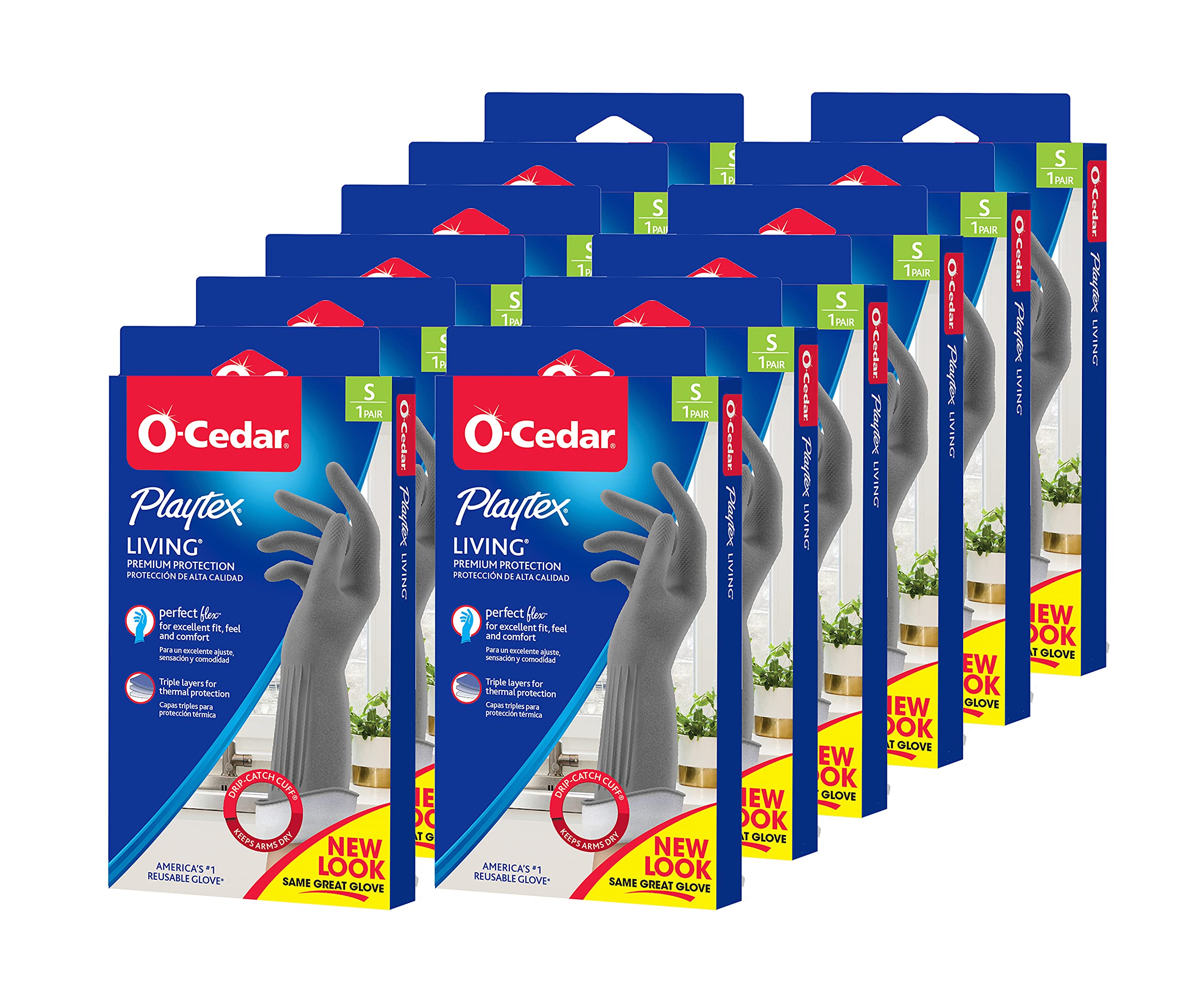 Playtex Living Reuseable Rubber Cleaning Gloves (Small, Pack - 12), Premium Protection Reusable Household Gloves