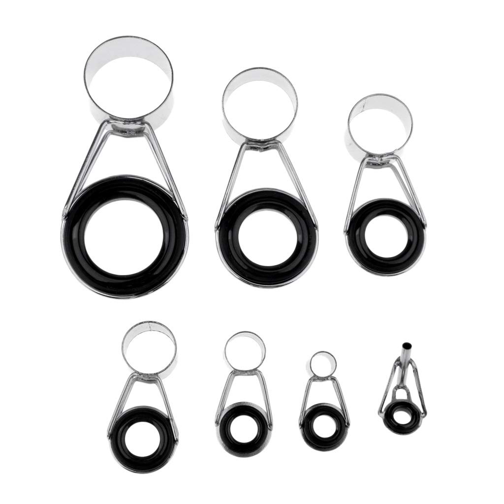 AFANGMQ 7 Pcs Fishing Rod Guide Stainless Steel Frame Ceramic Rings Telescopic Surf Casting Spinning Rod Guides Spare Tips Accessories
