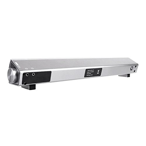 Powerful Portable Soundbar for iMac MacBook PC iPhone Bluetooth 3.0 +EDR, Speakerphone, Powerful 1800mAh Lithium Battery, Super Bass, 3D Stereo Surround Sound 2.0 Channel, Home Cinema System (Silver)