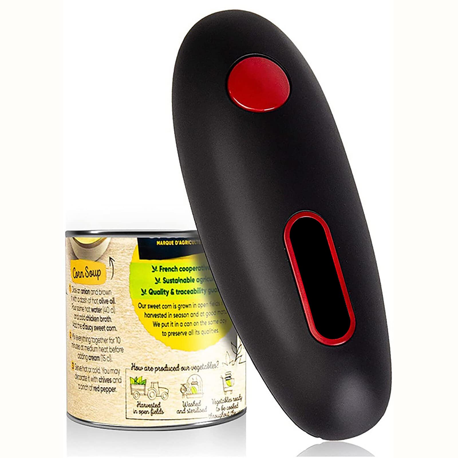 Auto Electric Can Opener, One Touch Electric Can Opener with Smooth Edge, Kitchen Gadget Automatic Can Opener for Seniors with Arthritis, Food-Safe, Battery Operated