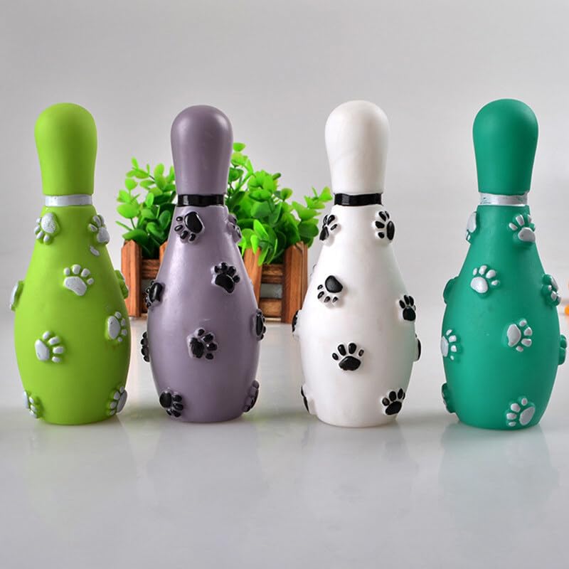 BOSREROY Interactive Bowling Pin Shaped Dog Chew Toy for Fun Exercise and Dental Health