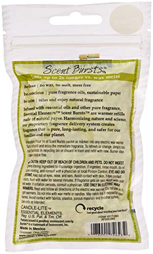 Essential Elements by Candle-Lite Company 4217093 Flameless Fragrance Lemongrass and Coriander Scent Bursts (4 Pack), Green