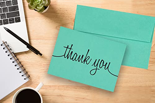 Thank You Note Cards & Envelopes - 25 cards and envelopes - Small Note Cards (Blue Raspberry (Aqua))