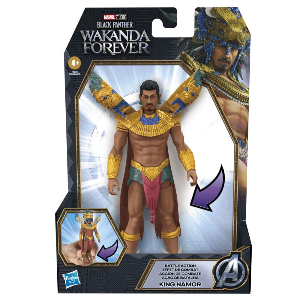 Marvel Studios' Black Panther Wakanda Forever Battle Action King Namor, 6-Inch Action Figure, Toy for Kids Ages 4 and Up