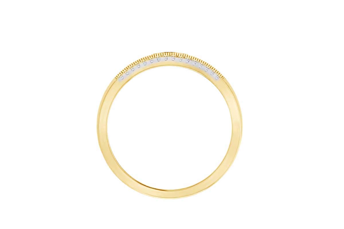 AFFY 1/5 Carat CT Princess/Round Cut White Natural Diamond Split Shank Engagement Wedding Bridal Ring Set In 10k Solid Yellow Gold (I-J Color, I2-I3 Clarity, 0.20 Cttw) Ring Size-8