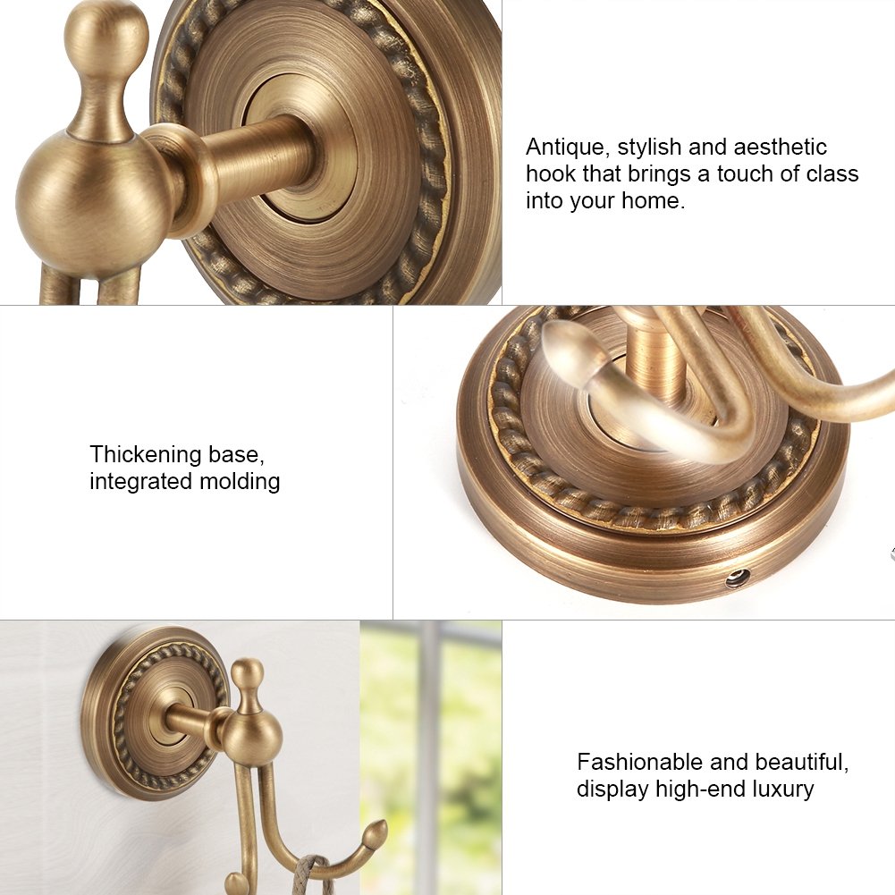 Topyond Brass Wall Hooks,Wall Mounted Coat Rack, Heavy Duty Antique Door Towel Hanger Holder,Wall Mount Clothes Coat Hat Bag Hook for Coat Hat Towel Purse Robes Entryway Bathroom