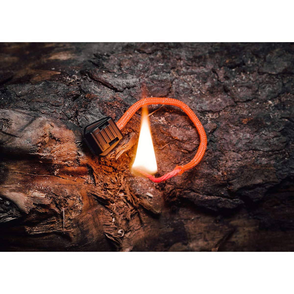 EXOTAC - TinderZIP Zipper Pull Fire Starter with Built-in Tinder for Emergency Kits, Camping, Hiking, and Essential Supplies (Orange)