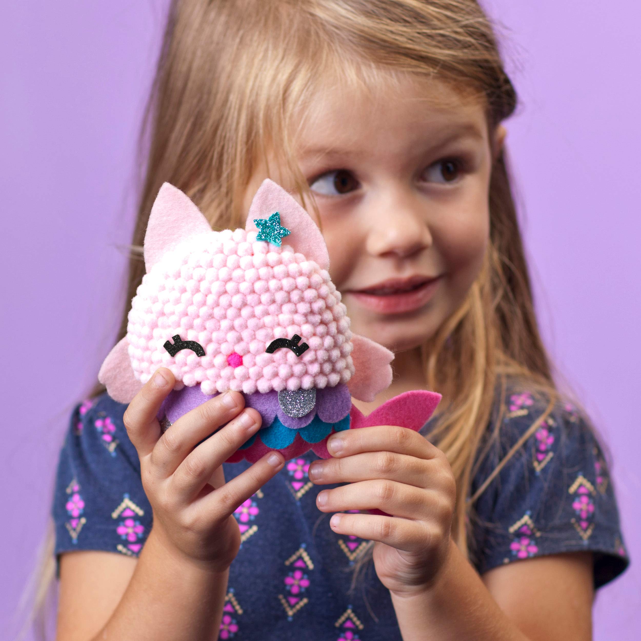 Craft-tastic – DIY Mythical Pom Animals – Craft Kit Makes 3 Pompom Stuffed Animals – Magical Narwhal, Puffy Pandacorn & Cuddly Meowmaid Brown/a