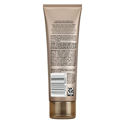 Jergens Natural Glow 3-Day Self Tanner, Sunless Tanner for Medium to Deep Skin Tone, Sunless Tanning Lotion Daily Moisturizer, for Streak-free Color, 4 Ounce
