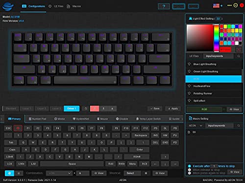 AG AC61M GK61 RGB Gaming Keyboard - 61 Keys Aluminum Case Two USB-C Ports PBT Keycap Hot Swappable Programmable for PC/Mac Gamer (Gateron Optical Red, Black Color)