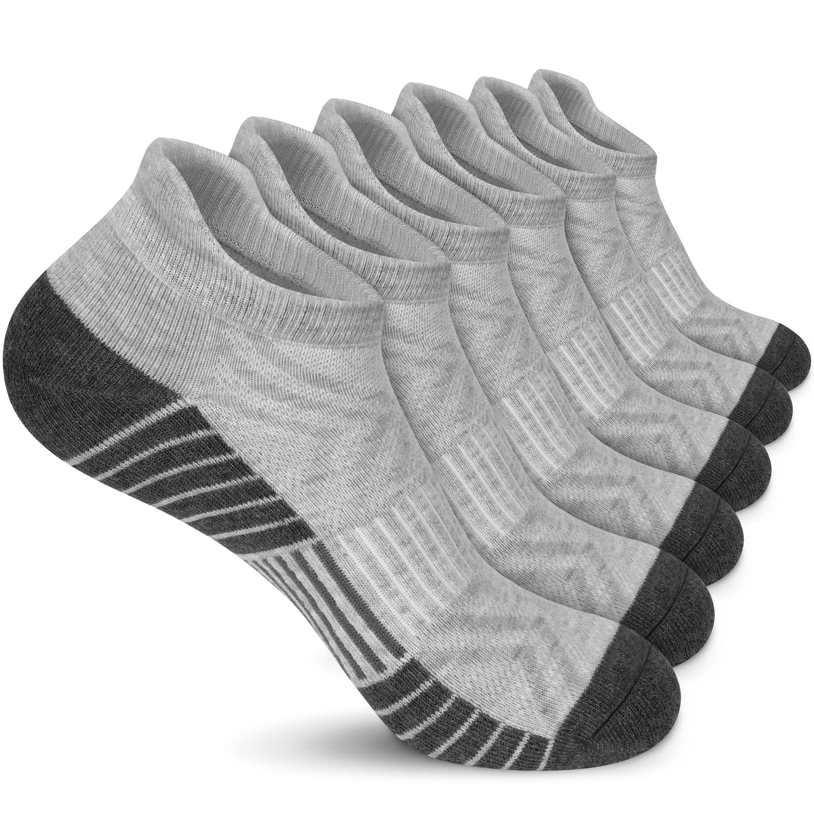 Aganear Athletic Running Socks, Sports Socks for Men Women, Cushioned Breathable Ankle Socks with Arch Support, 6 Pairs (6-9, Grey)