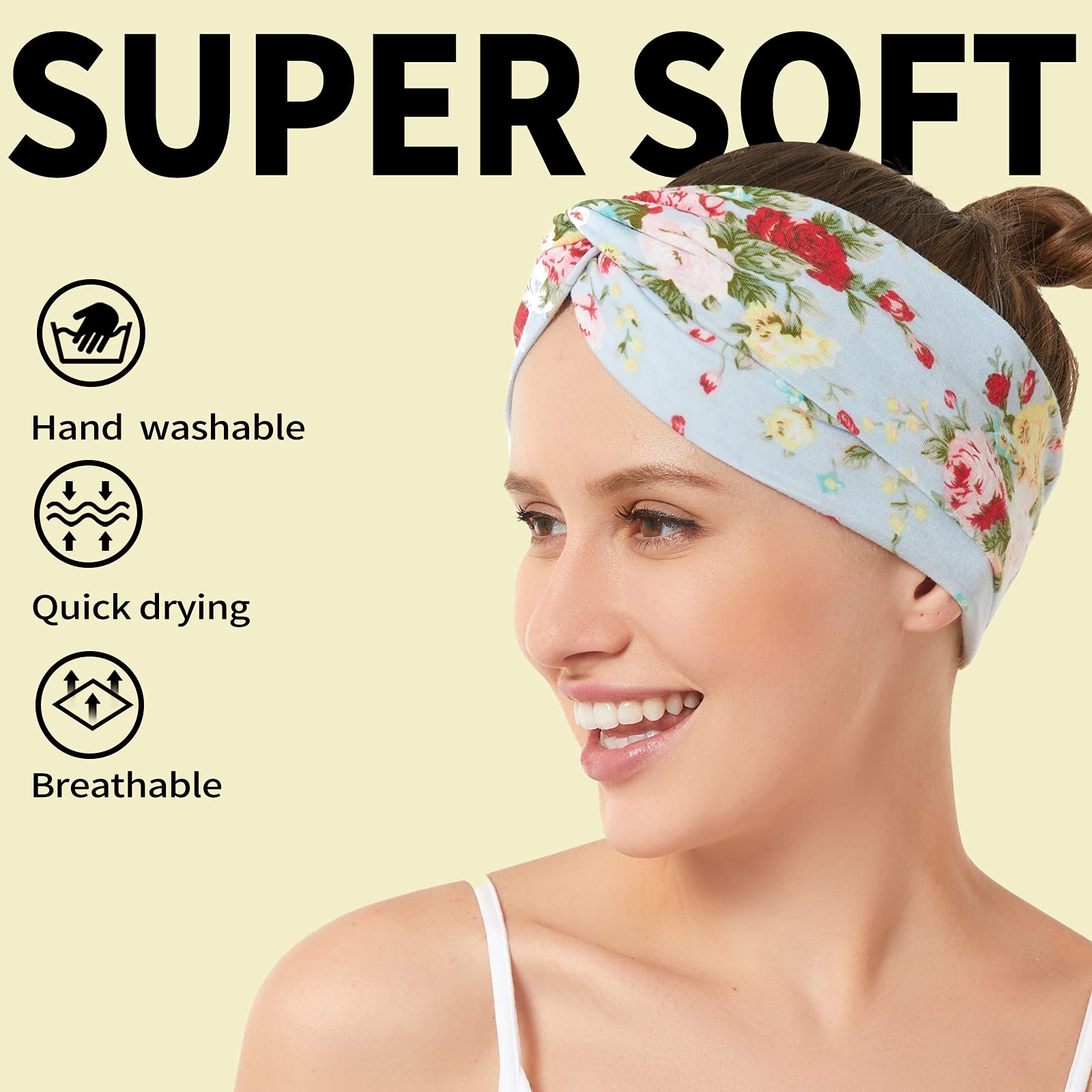 ADRIONE Thick Headbands for Women (8 Count)