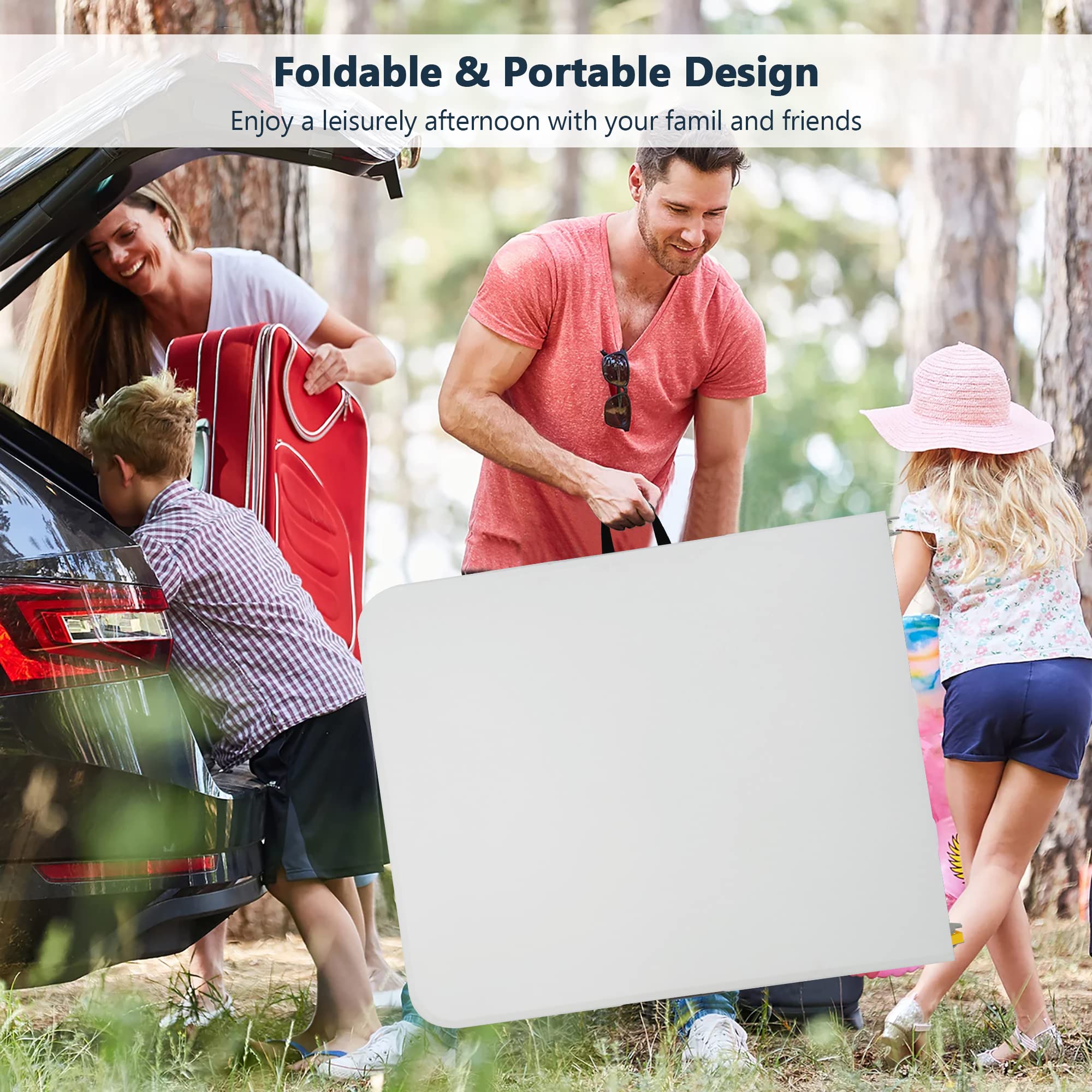 Black Folding Tables 6Ft Outdoor Dining Table, Portable Fold Up Lightweight Foldable Desk, 6 Foot Folding Desk Picnic Table Party Tables Camping Table, Plastic Beach Table Patio Outdoor Furniture
