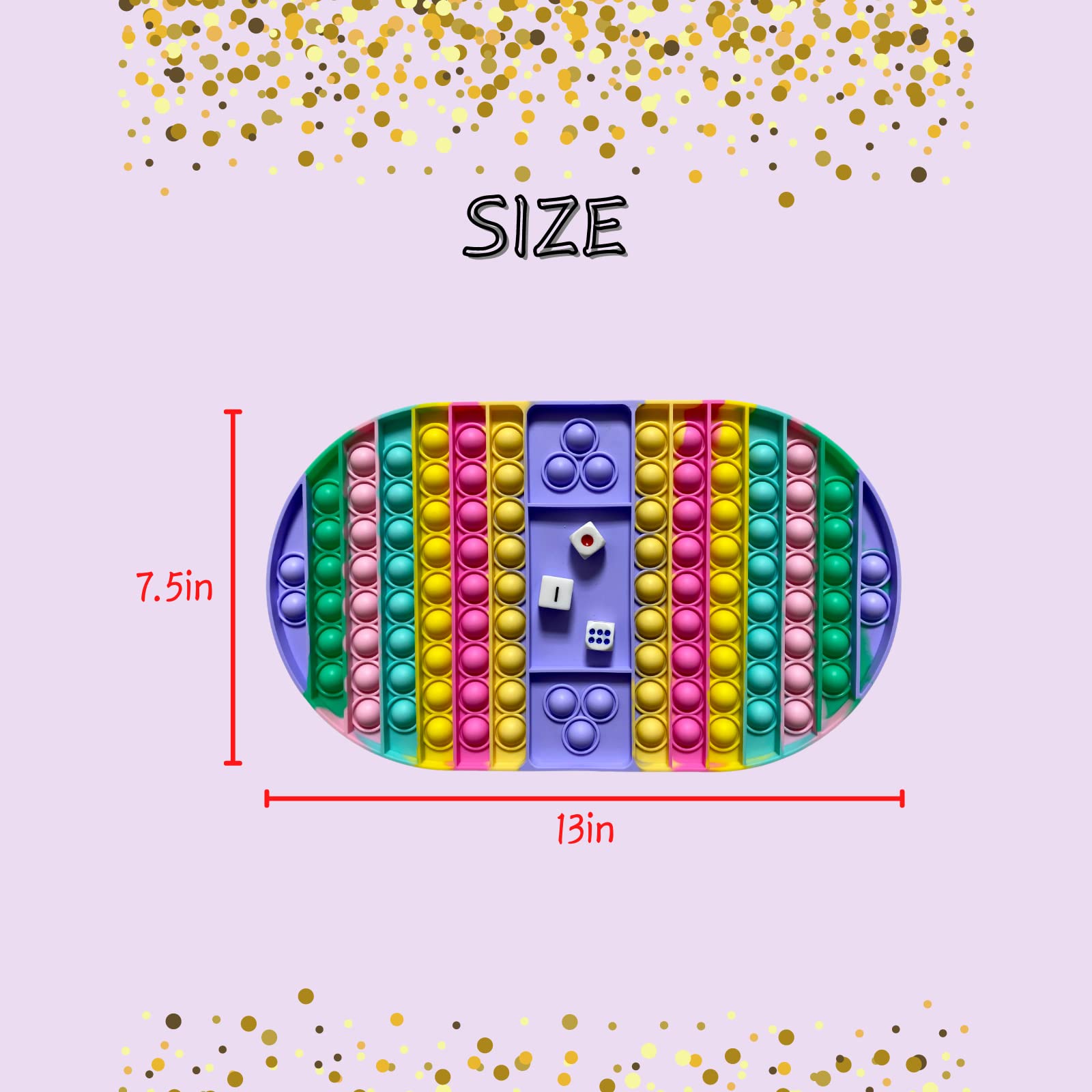 DOROTHY`S ATTIC Pop Fidget Game with dice, Big Bubble Pop Board with Three Math Dices, Math Games for Addition Subtraction Multiplication Division, Sensory Toys for Parent-Child time.