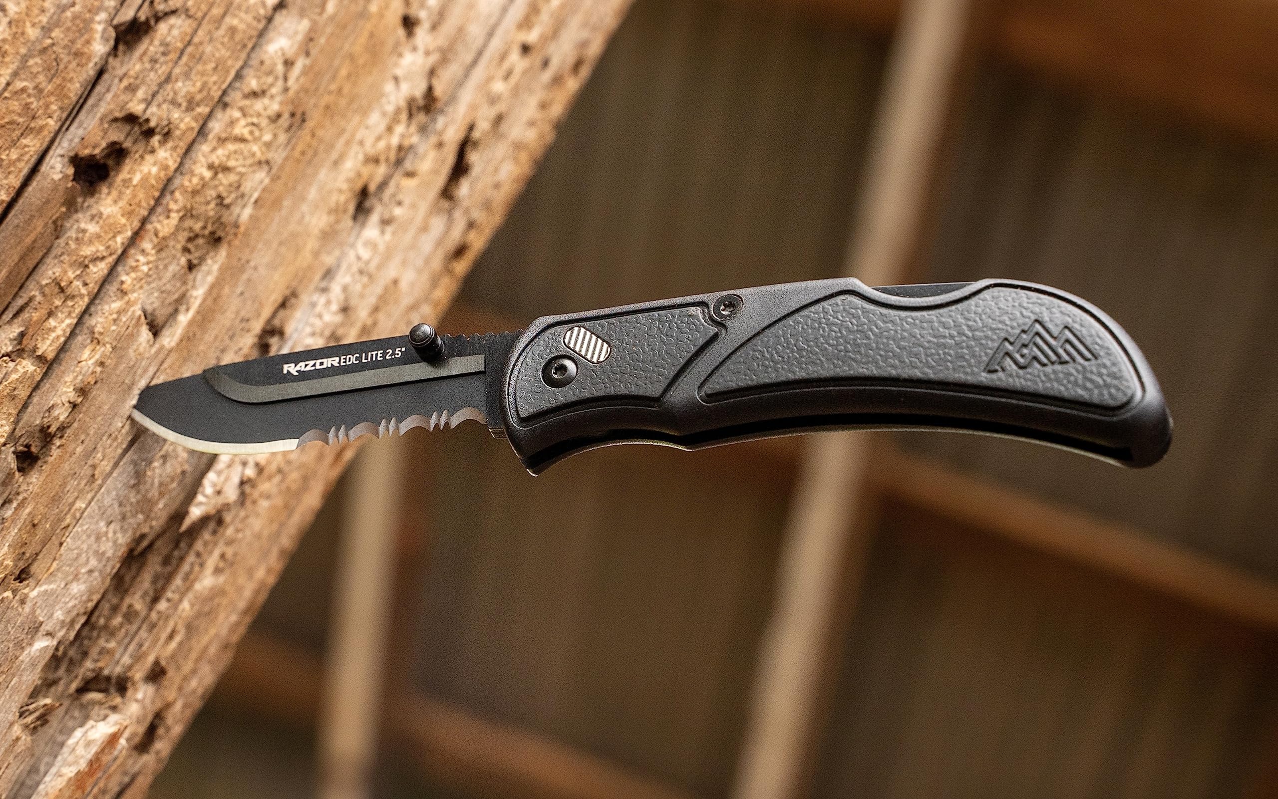 OUTDOOR EDGE Razor EDC Lite Folding Pocket Knife with Clip | Compact 2.5β Replaceable Blade Knife with RazorSafe Blades | Perfect Small Knife for Men, Women, Work & Camping (Black, 2 Black Blades)