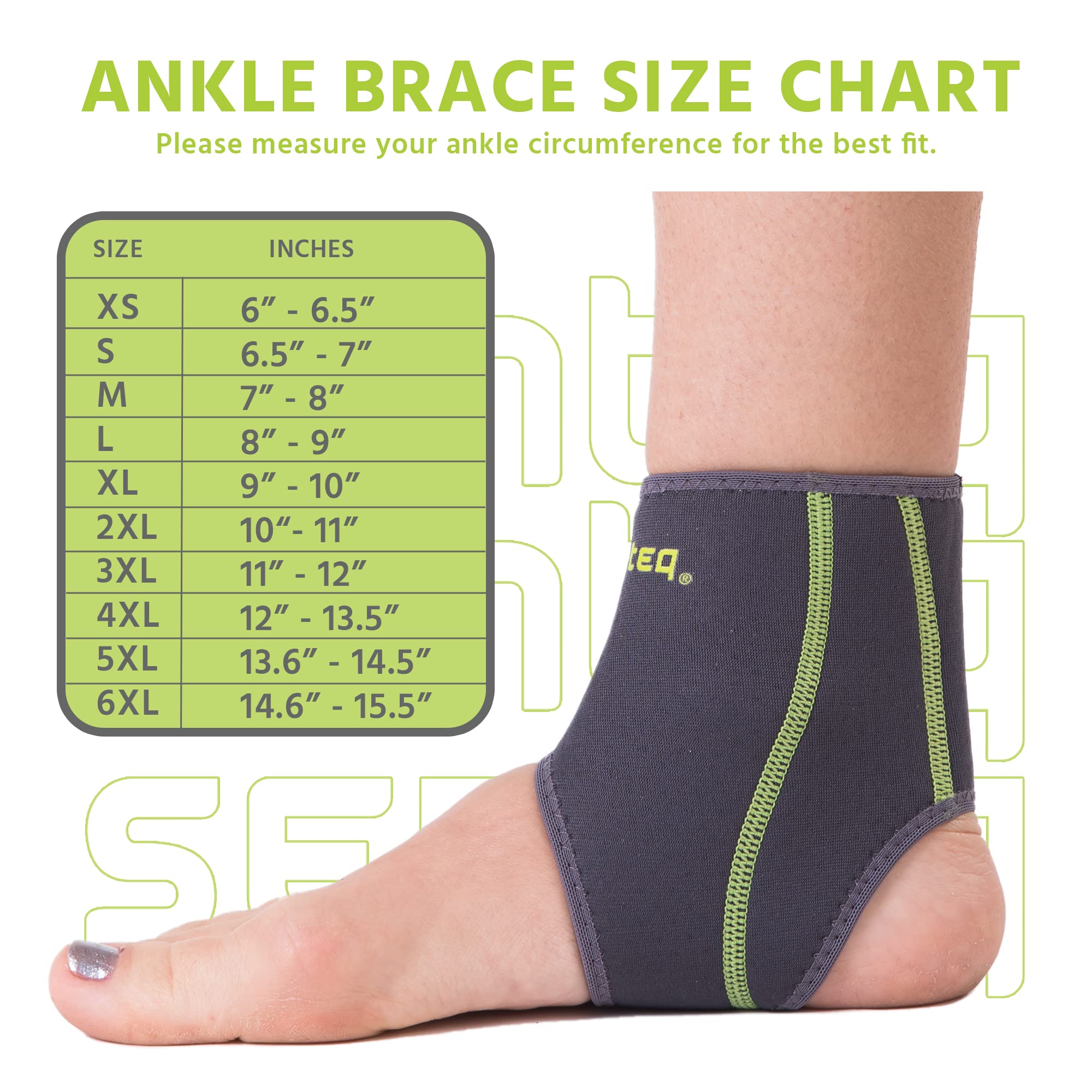 SENTEQ Ankle Brace for Men & Women- Compression Support for Sprained Ankles & Plantar Fasciitis, Elastic Neoprene Slim Sleeve for Jogging & Running, Ankle Stabilizer and Support for Walkers (Medium)