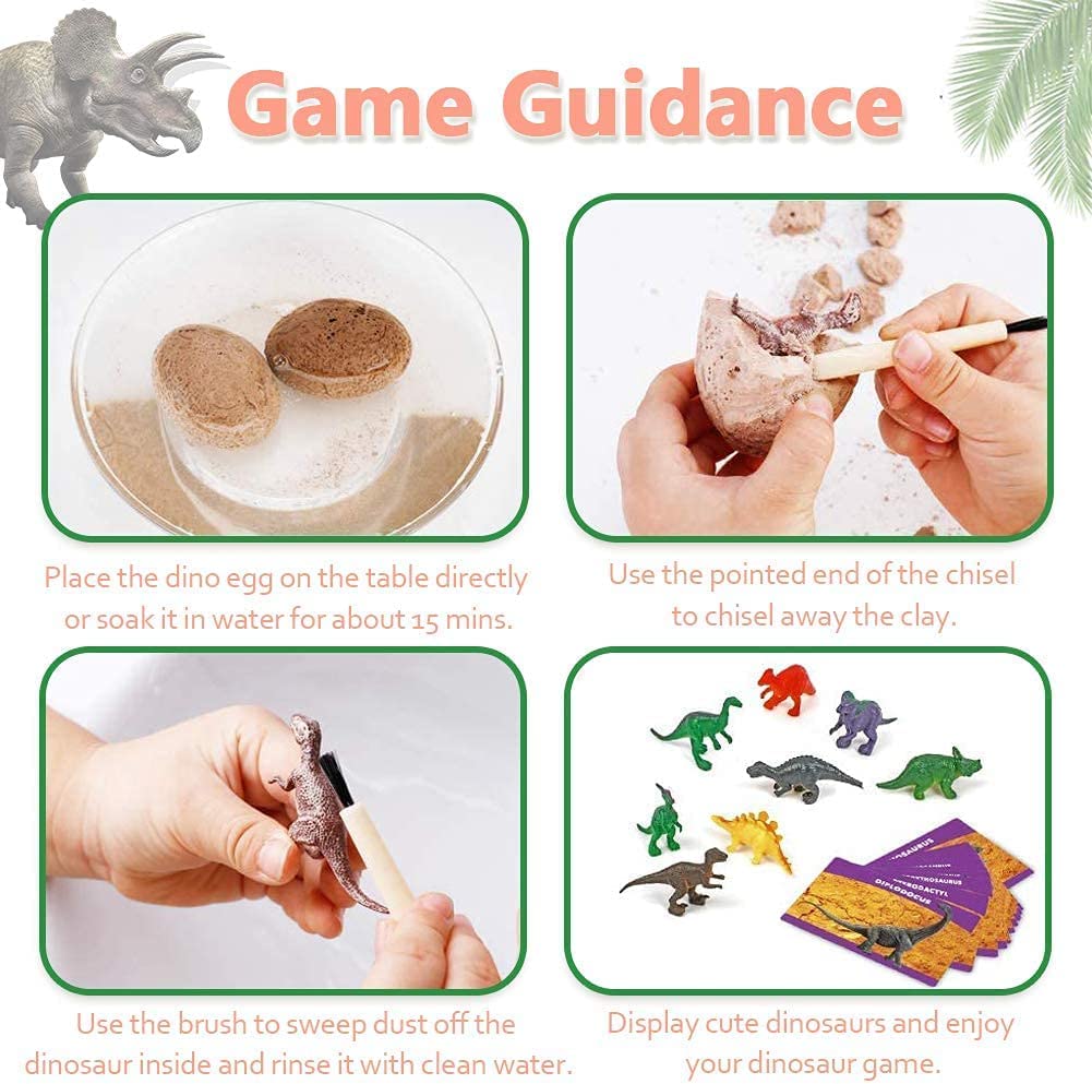 DOTSOG Easter Eggs Gifts for Kids,12 Pack Dino Eggs Dig Kit, Dinosaur Toys for Kids Open Unique Large Surprise Dinosaur Filled Eggs Archaeology Preschool Educational Science for Children & Adult.