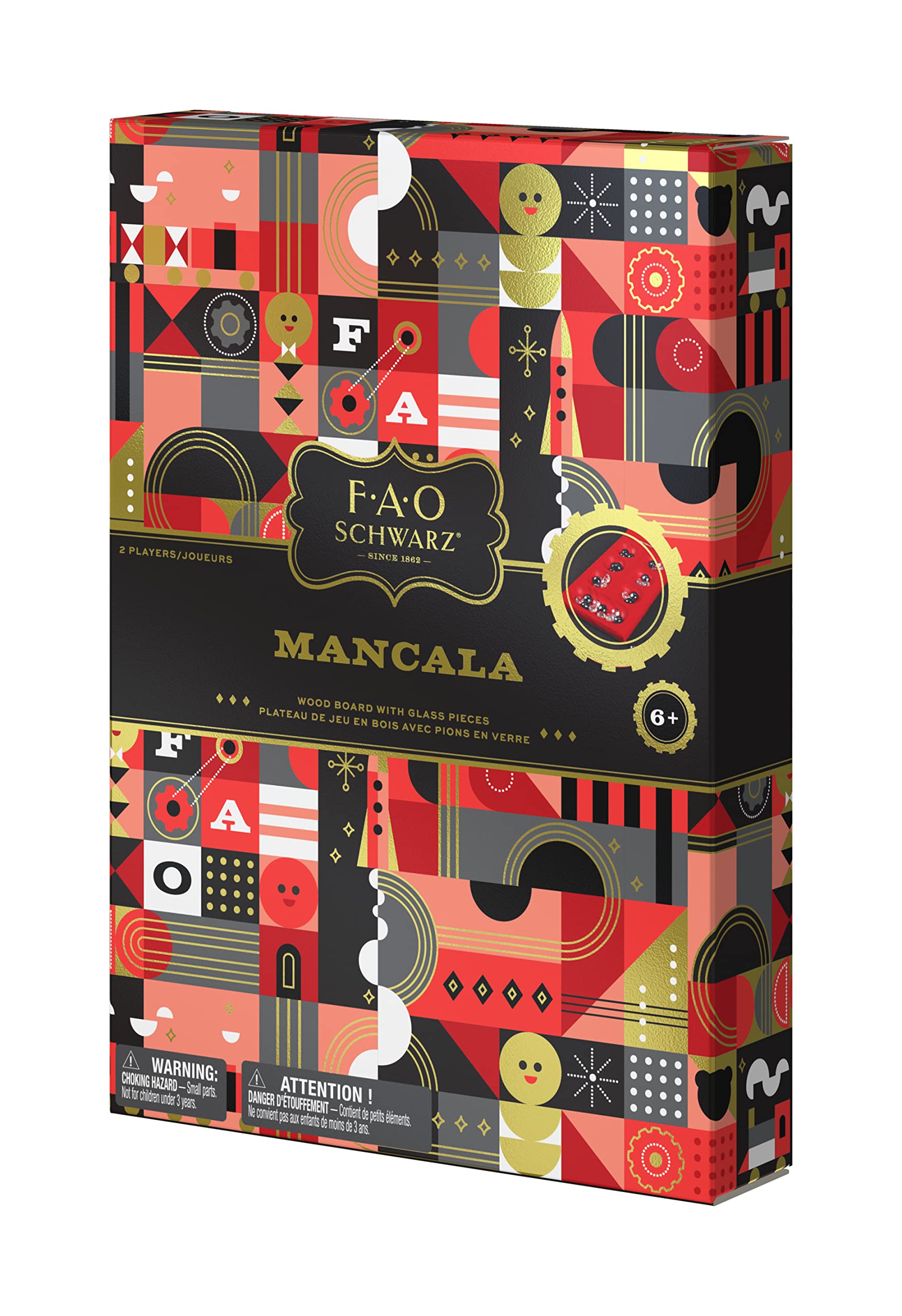 FAO Schwarz Mancala Game with Folding Wood Board, Strategy Game, for Adults and Kids Ages 6 and up