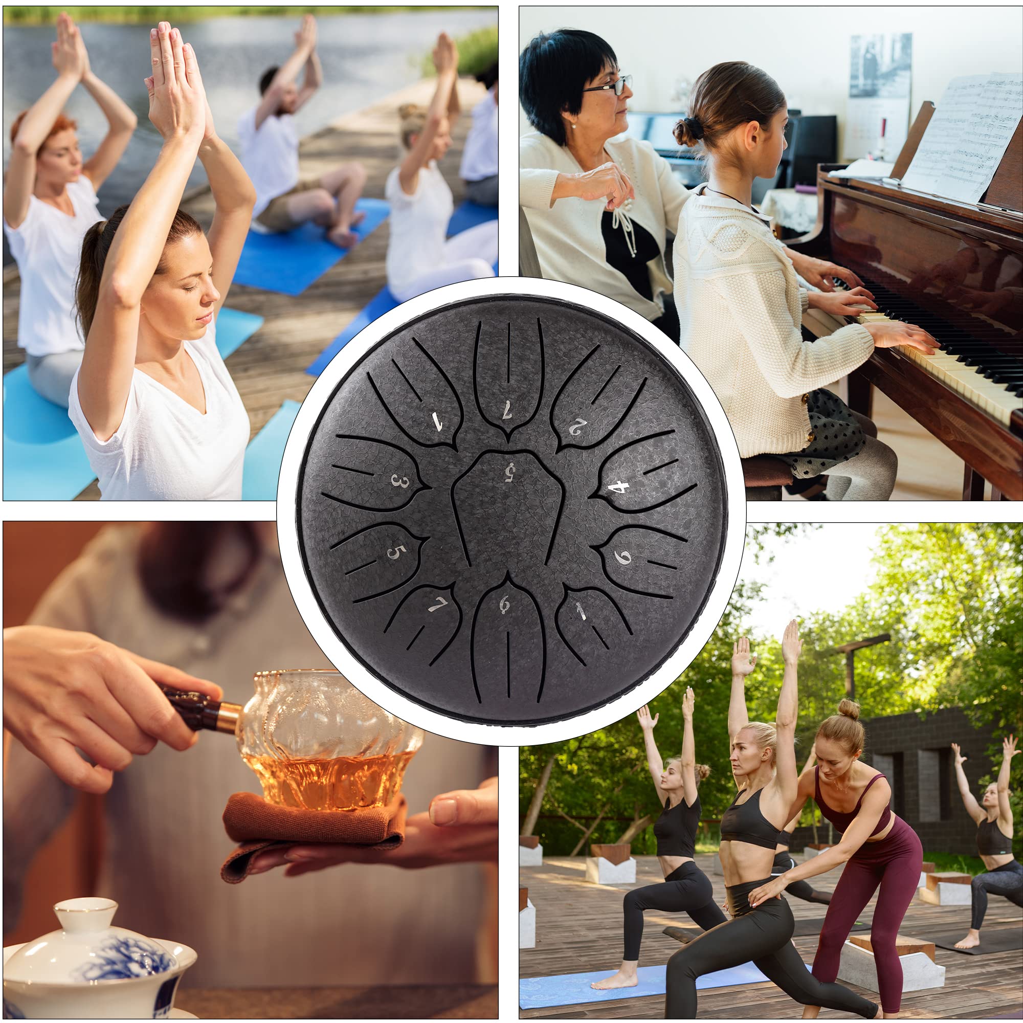 Steel Tongue Drum 11 Note 6 Inches D-Key Tank Drum Handpan Drum Percussion Instrument for Meditation Entertainment Musical Education Concert Mind Healing Yoga