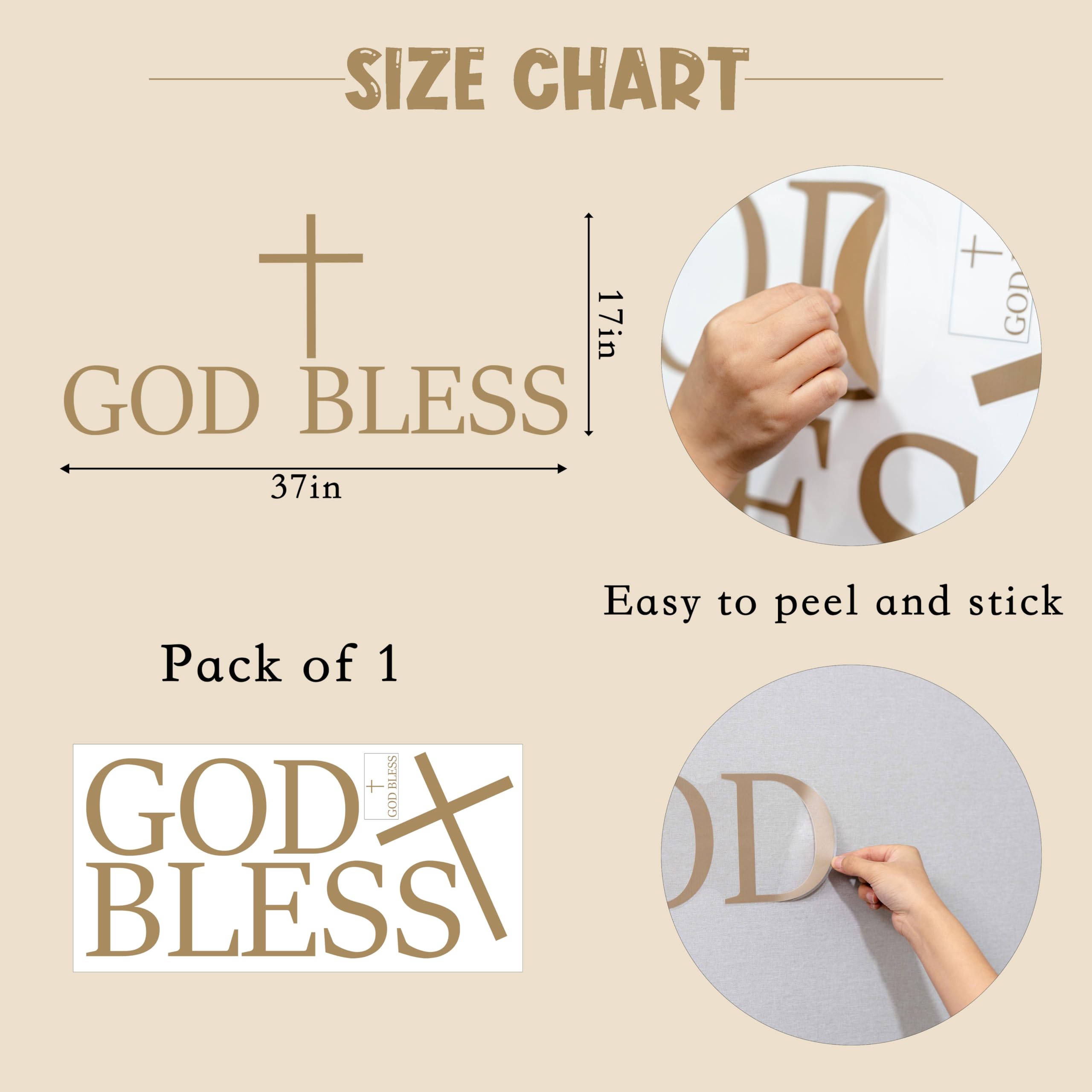LINZYING God Bless Cross Wall Decal - God Bless You Stickers,God Bless Wall Decor,God Bless Our Home Wall Decor,God Bless Baptism Decorations (God Bless Cross Stickers)