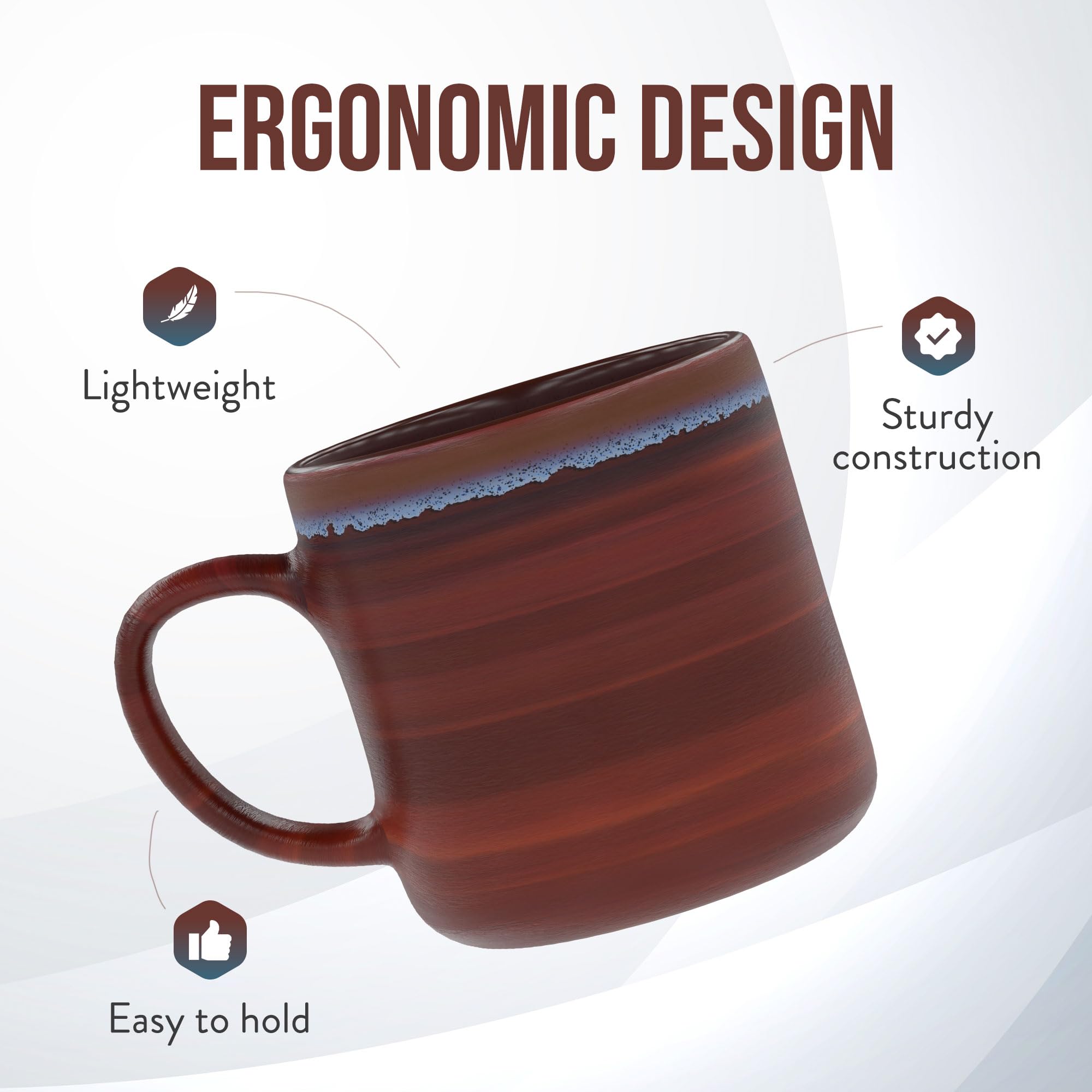 American Atelier Ceramic Glazed Jumbo Coffee Mugs | Set of 2 | Big Tea Mugs with Large Handle Design | Dishwasher and Microwave Safe | Made of Stoneware | 21oz (Mauve)