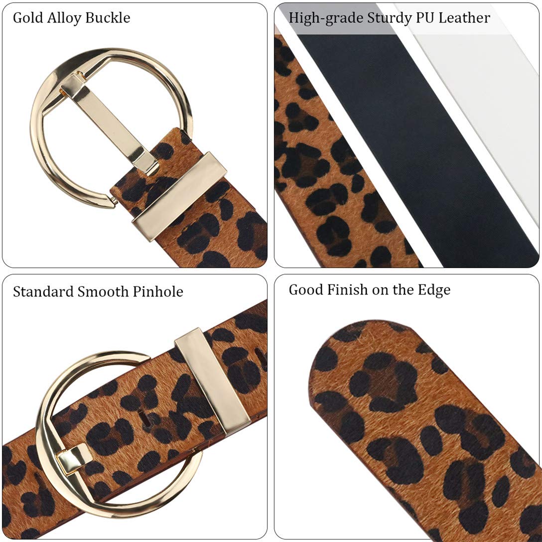 ALPHYLY Womens Leopard Print Leather Belts for Women, Waist Belts Designer Belt Women, For waist size 27-35''