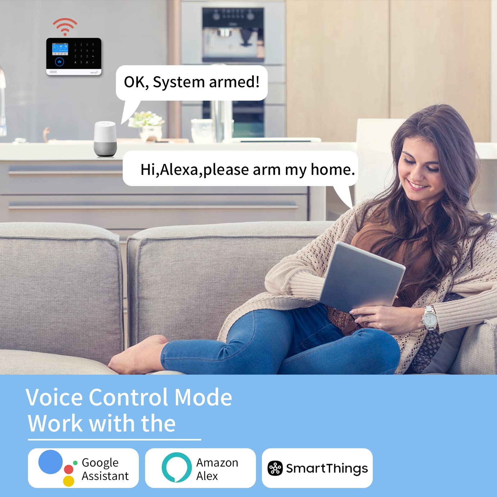 Burglar Alarm System for Home, DIY 4G WiFi Wireless Security Alarm Kit with GSM and Free APP