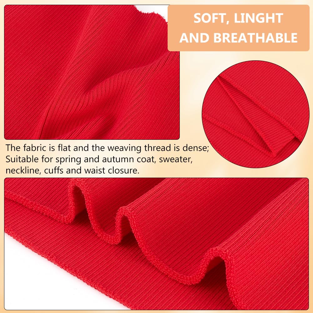 BENECREAT 39x6.9 Inch Knitted Rib Fabric, Dark Red Rib Cuff Fabric, Polyester Ribbing Fabric for Waistband Neckband Cuffs Jacket Extension, Clothing Accessories