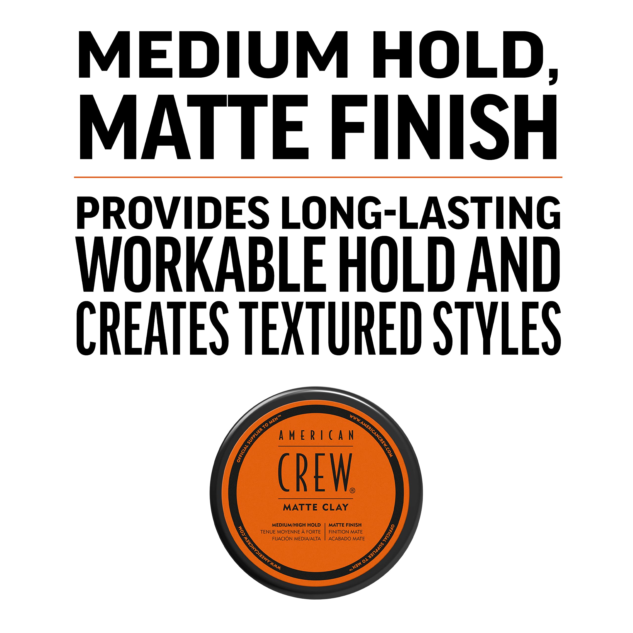 American Crew Men's Hair Matte Clay, Like Hair Gel with Medium/High Hold, 3 Oz (Pack of 1)