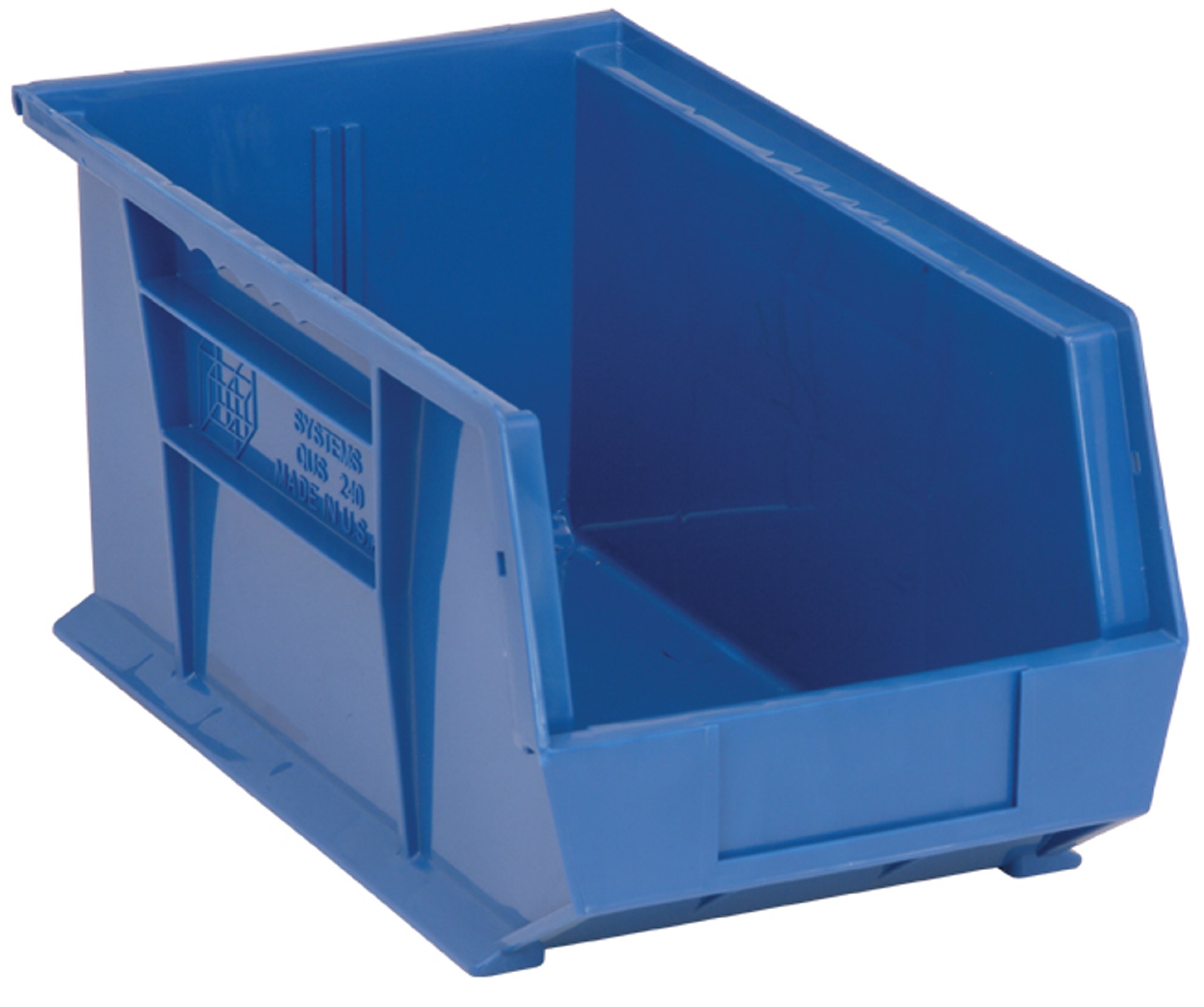 Quantum Storage Systems QUS240 Plastic Storage Stacking Ultra Bin, 14-Inch by 8-Inch by 7-Inch, Blue, Case of 12, QUS240BL
