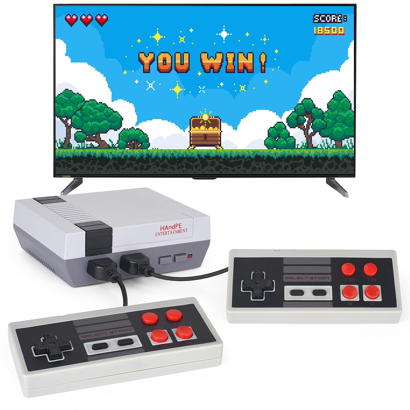 HAndPE Retro Classic Mini Game Console Childhood Game Consoles Built-in 621 Game(Some are Repeated) Dual Control 8-Bit Handheld Game Player for TV Video Bring Happy Childhood Memories(HDMI)