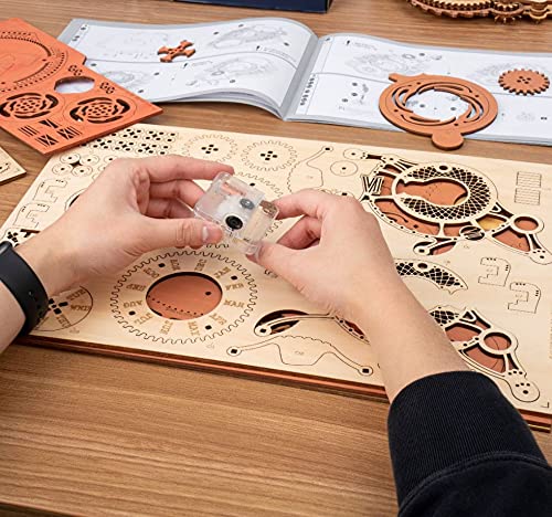 Hands Craft DIY 3D Model Craft Kit | Mechanical 3D Wooden Puzzle | Gear Adjustable Calendar | Quartz Movement | Time Art - Zodiac Wall Clock (LC601)