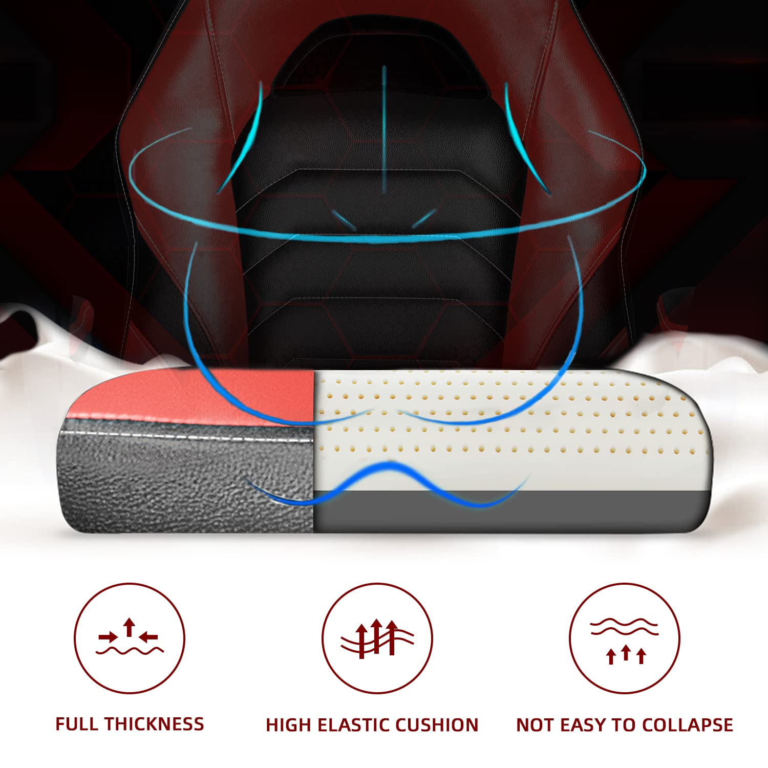 MUZII Office Desk Chairs, Computer Gaming Chairs, Desk Chair with Padded Armrests and Flip-up Armrests Video Game Chairs for Teens, Red