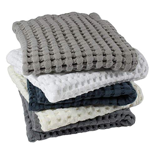 GILDEN TREE Waffle Towel Quick Dry Thin Exfoliating Washcloths for Face Body, Modern Style (White)