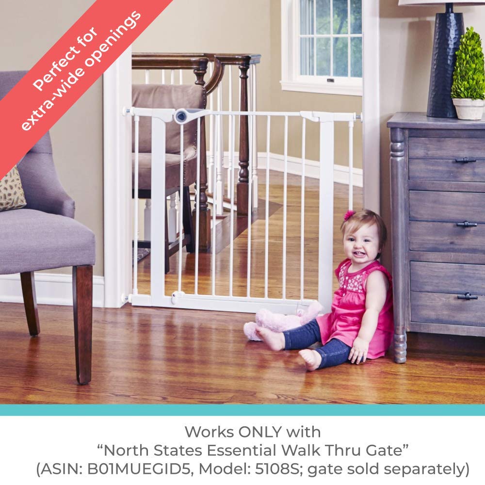 Toddleroo by North States 4 Bar Extension for Essential Walk Thru Baby Gate: Adjust your gate to fit your space, Add up to three extensions, No tools required, (Adds 12" width, White)
