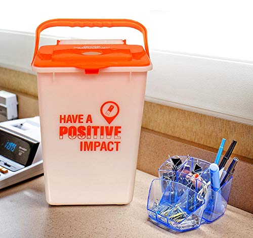 Busch Systems 5 Pack Battery Recycler - Indoor E-Waste Recycling Bin - Orange/Natural