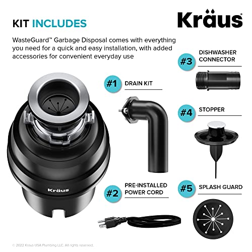 Kraus KWU110-32-100-100MB, Kore Workstation 32-inch Undermount 16 Gauge Single Bowl Stainless Steel Kitchen Sink with WasteGuard 1 HP Continuous Feed Garbage Disposal
