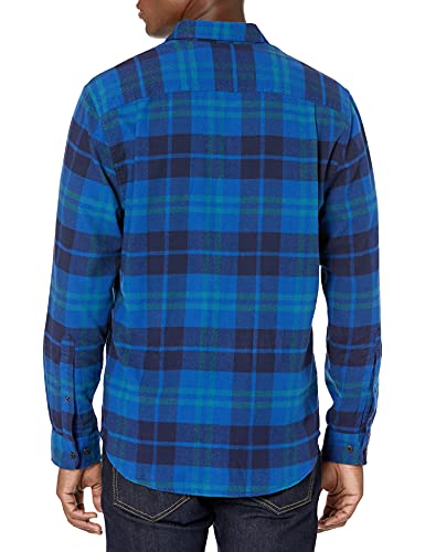 Amazon Essentials Men's Long-Sleeve Flannel Shirt (Available in Big & Tall), Black Blue Plaid, XX-Large