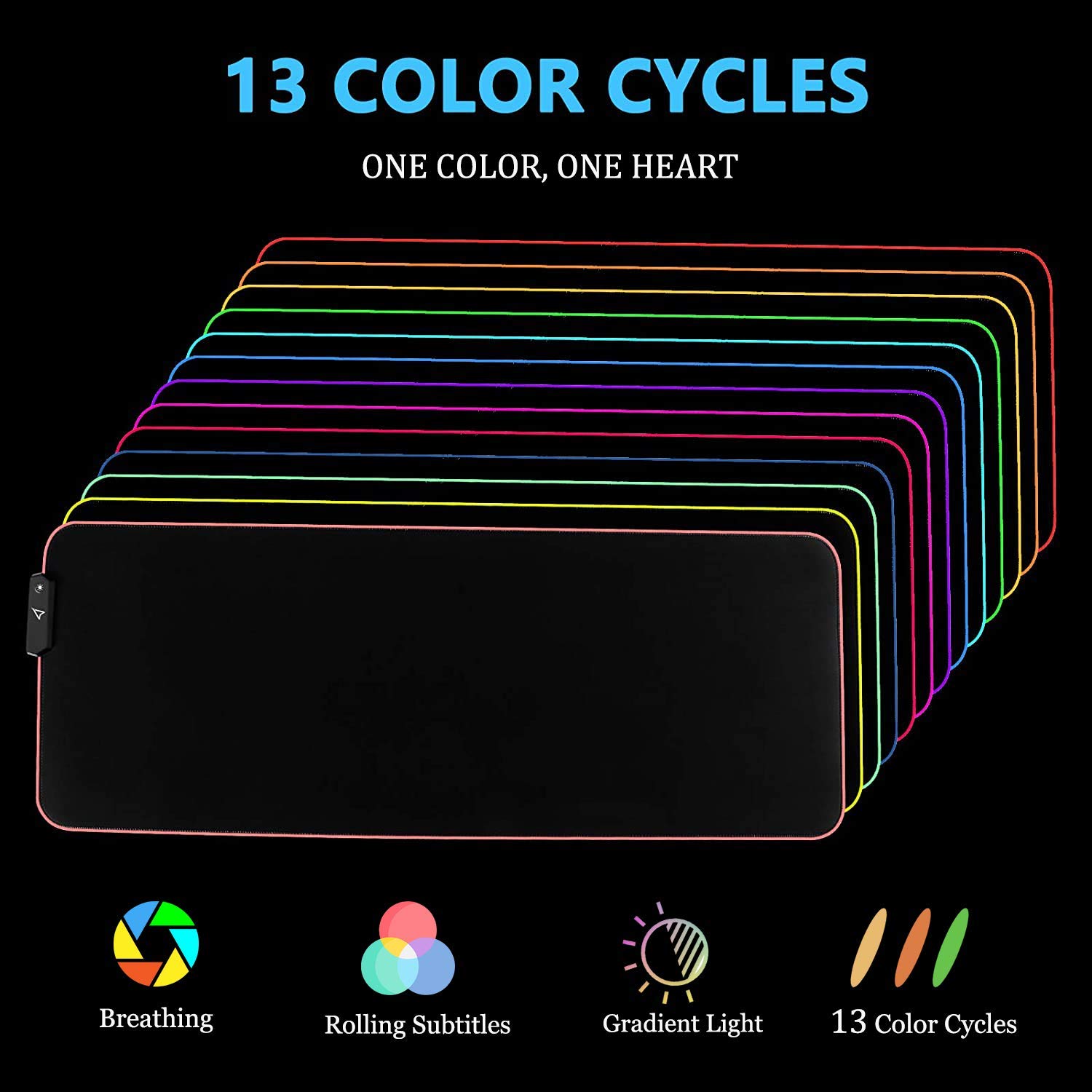 Dpower RGB Gaming Mouse Pad - Large Extended 13 Lighting Mode LED Soft Mouse Pad, Non-Slip Rubber Base, Waterproof, Computer Keyboard Mousepad Mat XL for Pro Gamer, 31.5X11.8Inch