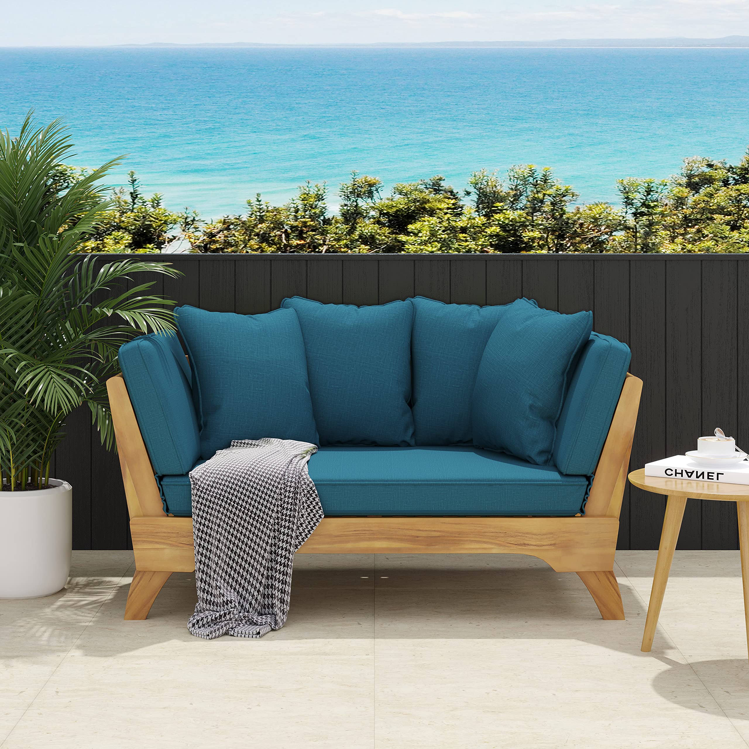 Christopher Knight Home 317016 Serene Daybed, Dark Teal + Teak + Khaki