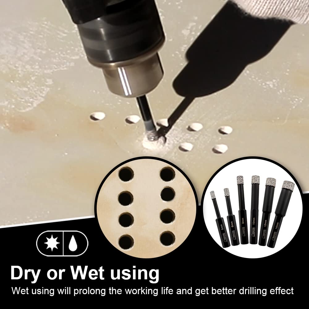 SHDIATOOL Diamond Drill Bits 1/4 in. Tile Hole Saws Pack of 2 Dry 6mm