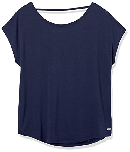 Amazon Essentials Women's Studio Relaxed-Fit Open-Back Short-Sleeve T-Shirt, Navy, Large